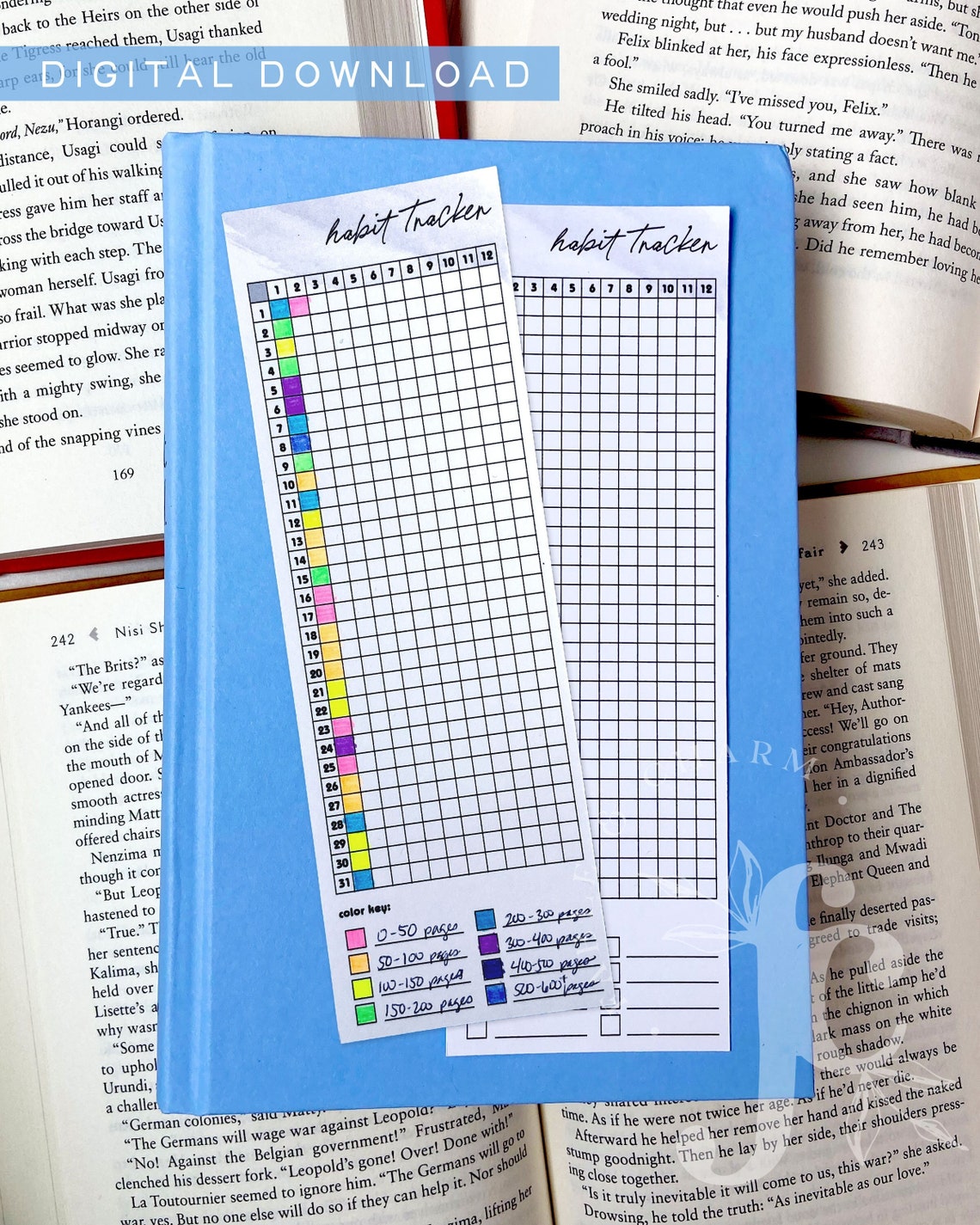 Printable Habit Tracker Bookmark; Reading Tracker Bookmark Printable ...