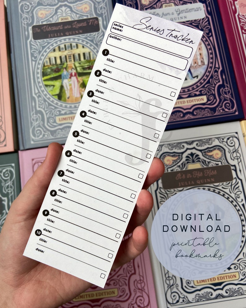 Book Series Tracker Printable Bookmark, Series Reading Tracker Bookmark ...