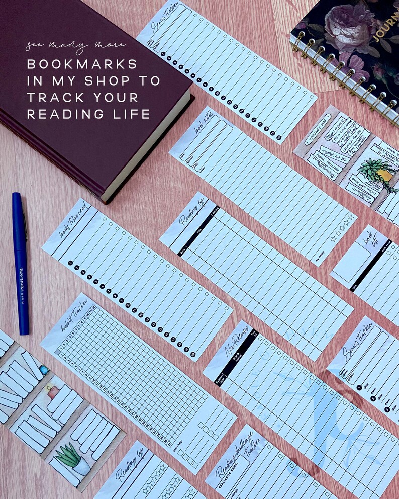 Reading Log Bookmark Printable Book List Bookmark Tracker - Etsy