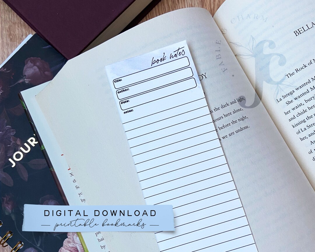 Book Note Taking Printable Bookmark, Reading Notes, Bookmark Tracker ...