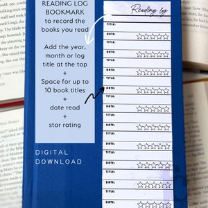 Reading Log Bookmark Printable - Book List Bookmark Tracker - Reading ...