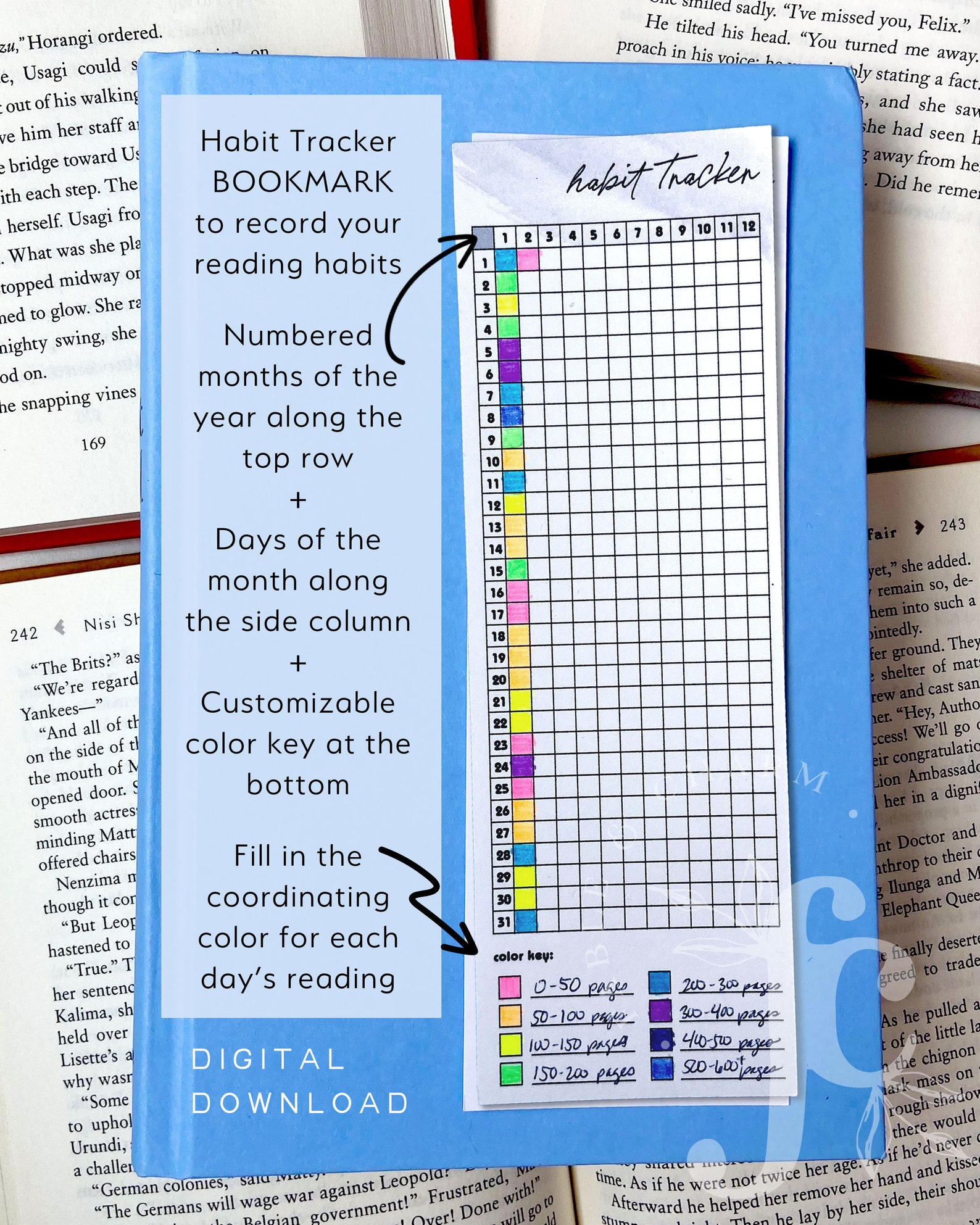 Habit Tracker Printable Bookmark Reading Tracker Bookmark Download ...