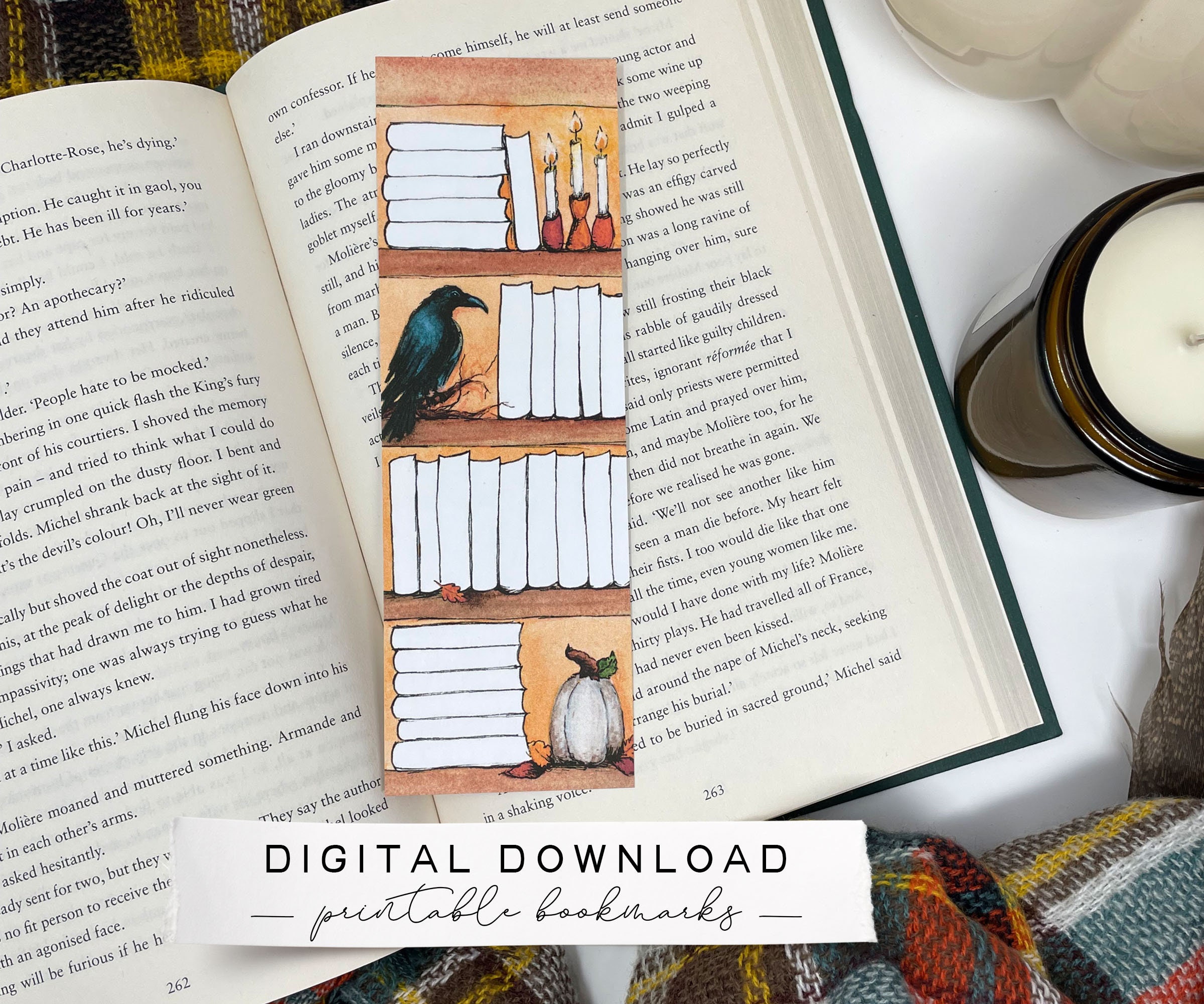 Autumn Bookmarks Printable Bookshelf Tracker Reading Tracker - Etsy
