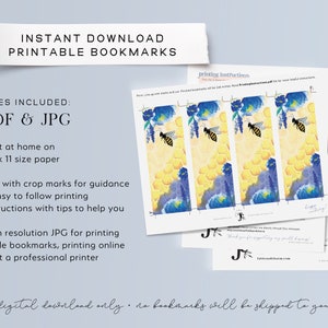 Honey Bee Flowers Bookmark - Honeycomb Bee Bookmarks Printable - Floral ...