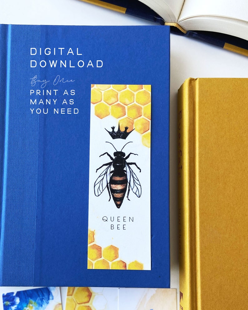 Queen Bee Printable Bookmark Honeycomb Bee Bookmarks Printable Honey ...