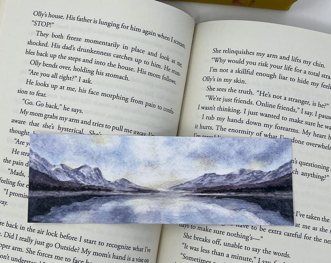 Mountain Lake Watercolor Bookmark, Watercolor Landscape Bookmark, Hand ...