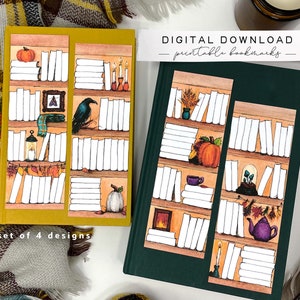 Autumn Bookmarks Printable Bookshelf Tracker, Reading Tracker Bookmark ...