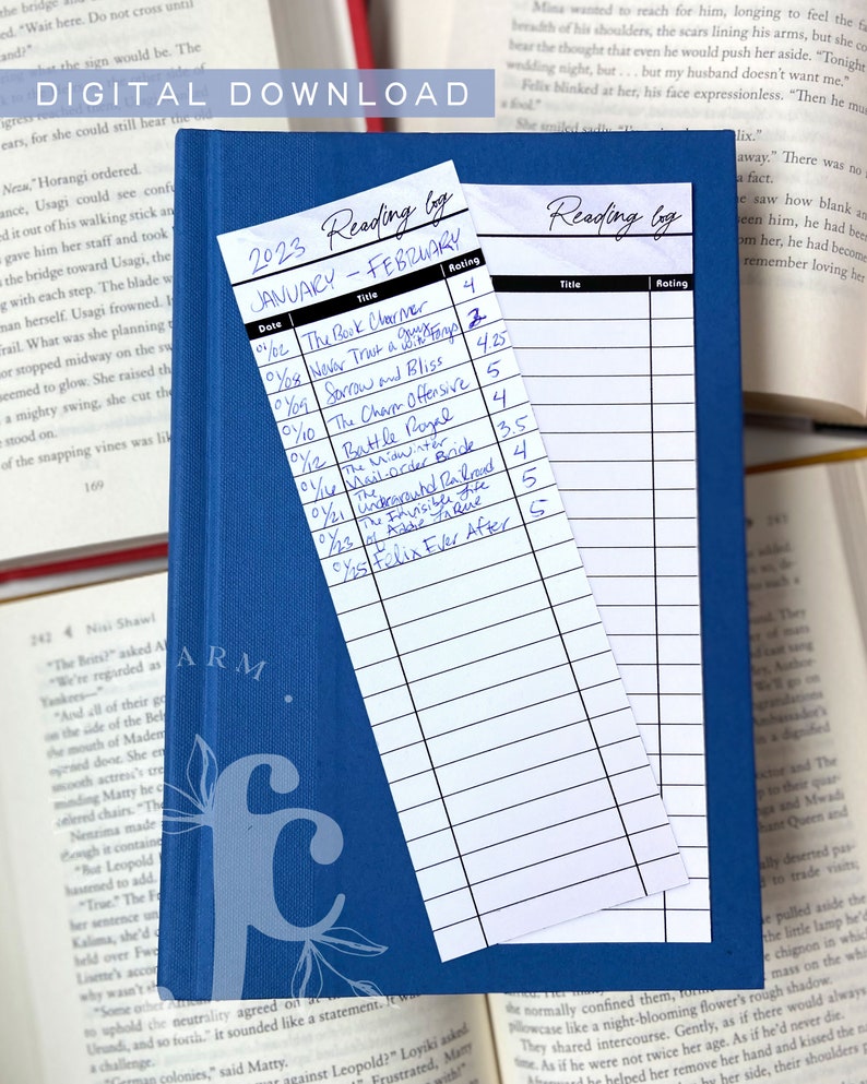 Reading Log Bookmark Printable Library Card Book Tracker - Etsy