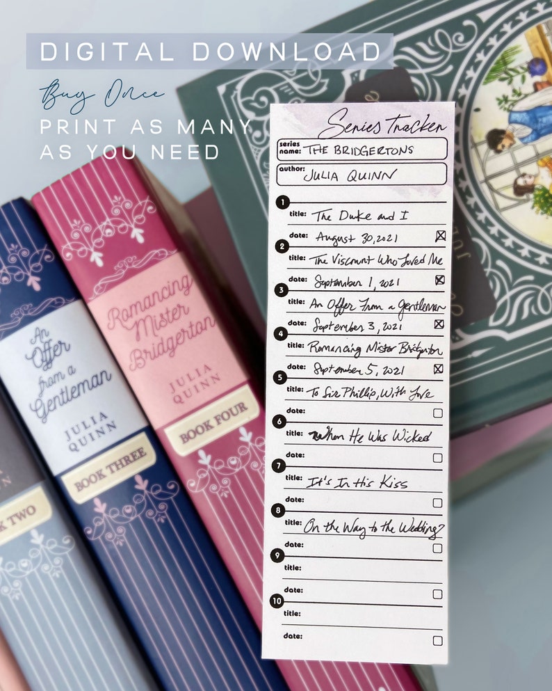 Book Series Tracker Printable Bookmark, Series Reading Tracker Bookmark ...