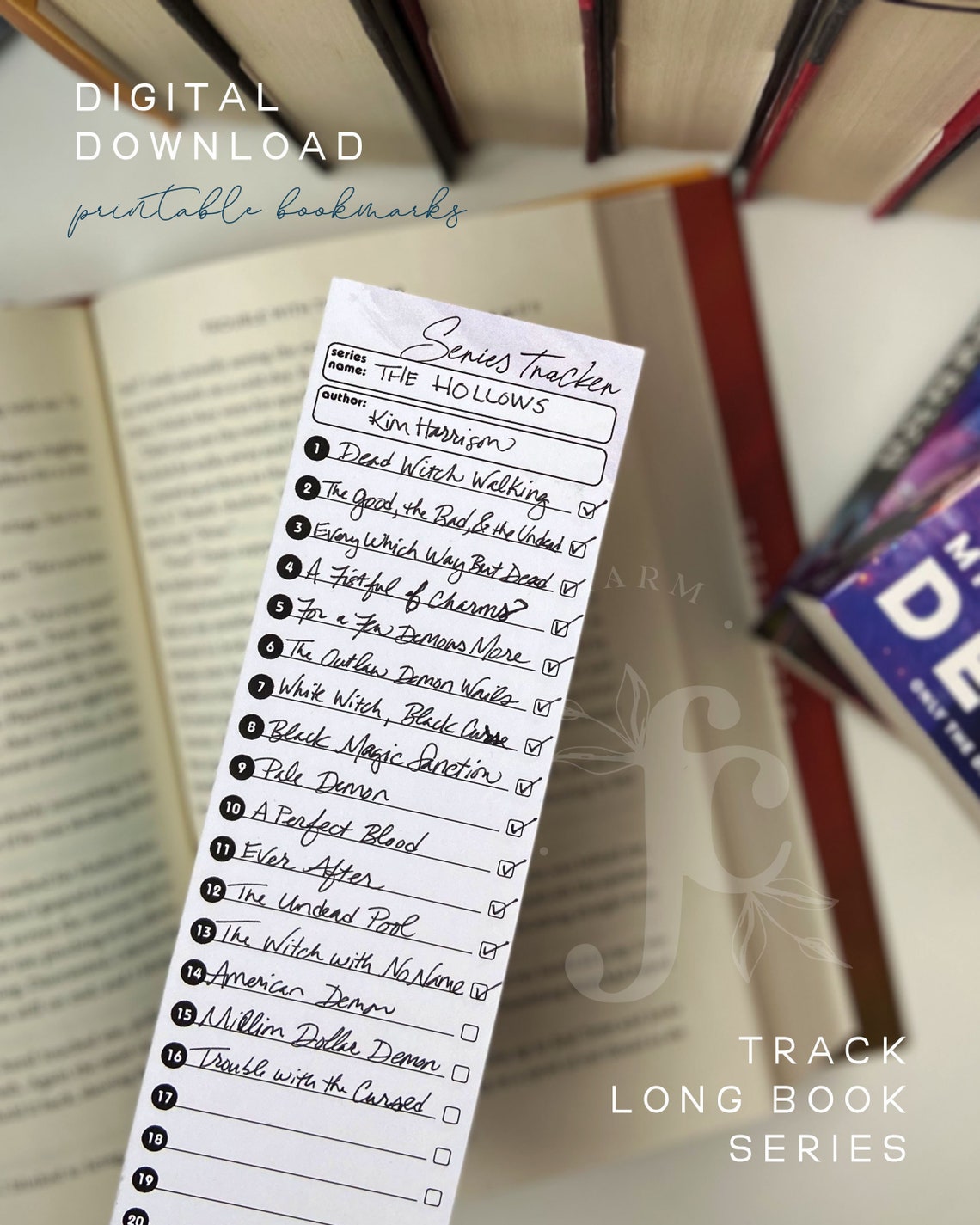 Book Series Tracker Printable Bookmark, Reading List Bookmark Printable ...