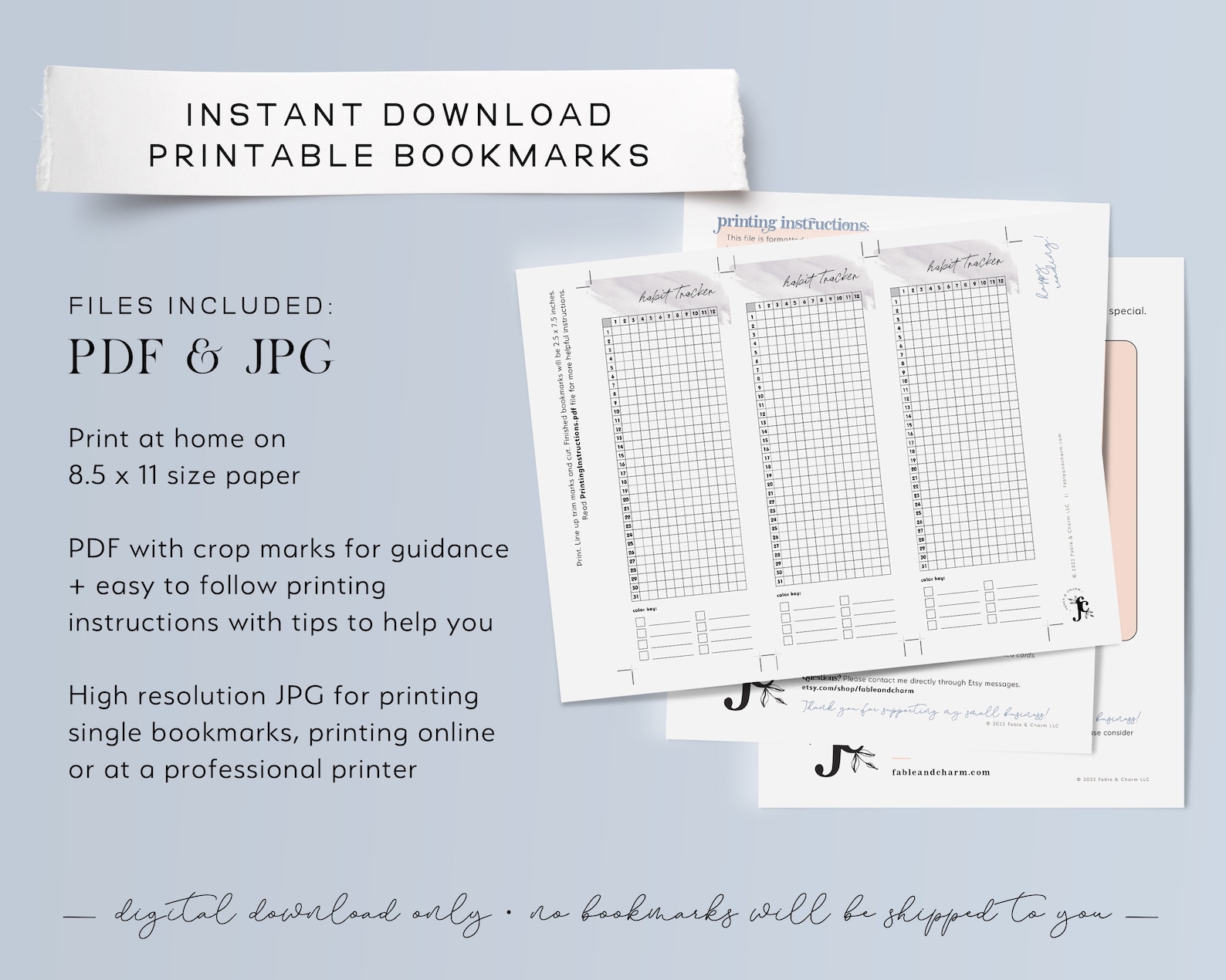 Habit Tracker Printable Bookmark Reading Tracker Bookmark - Etsy Canada