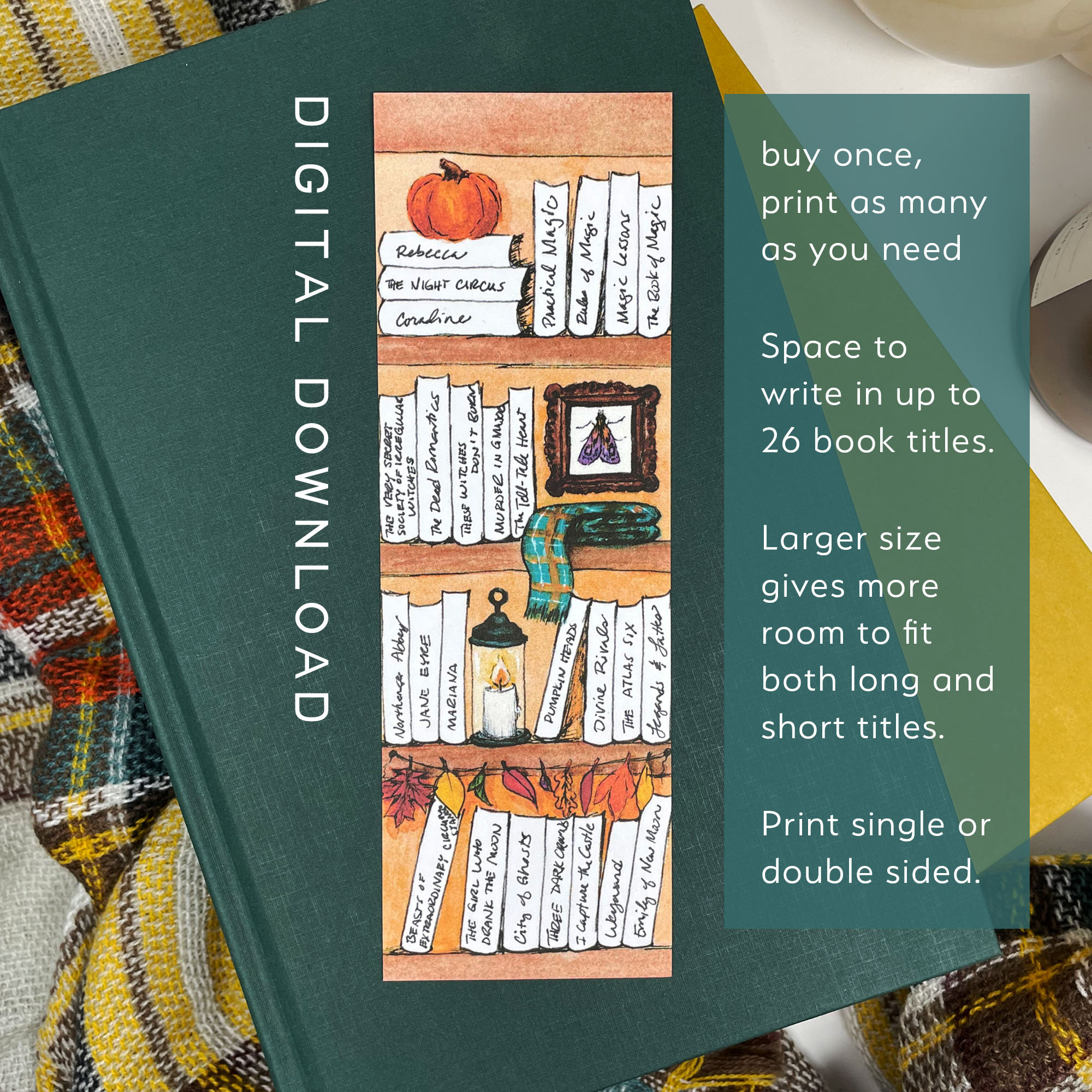 Autumn Bookmarks Printable Bookshelf Tracker Reading Tracker - Etsy