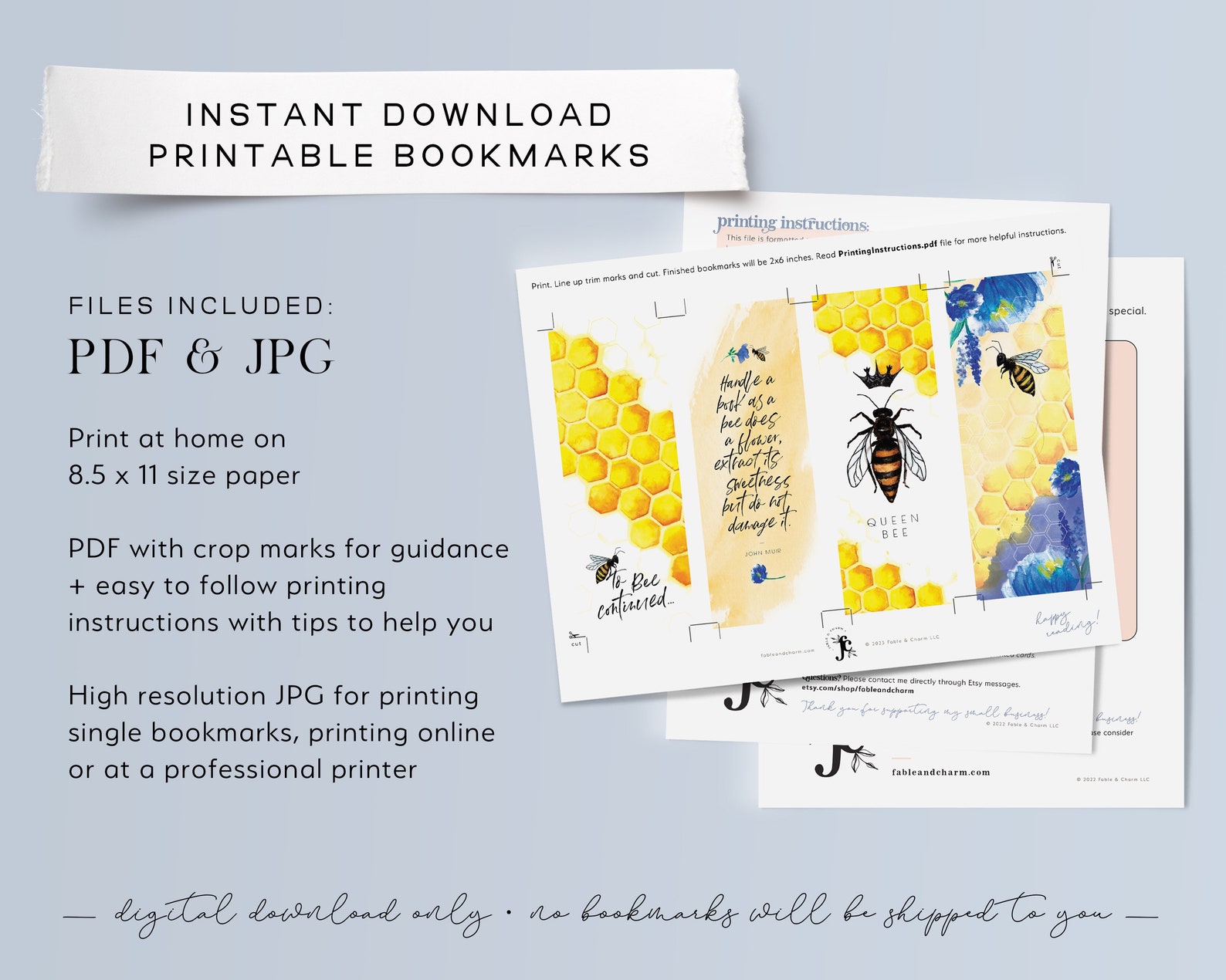 Bee Bookmarks Printable Honey Bee Bookmark Honeycomb - Etsy