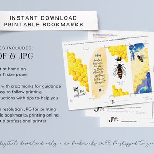 Bee Bookmarks Printable - Honey Bee Bookmark - Honeycomb Bookmark With ...