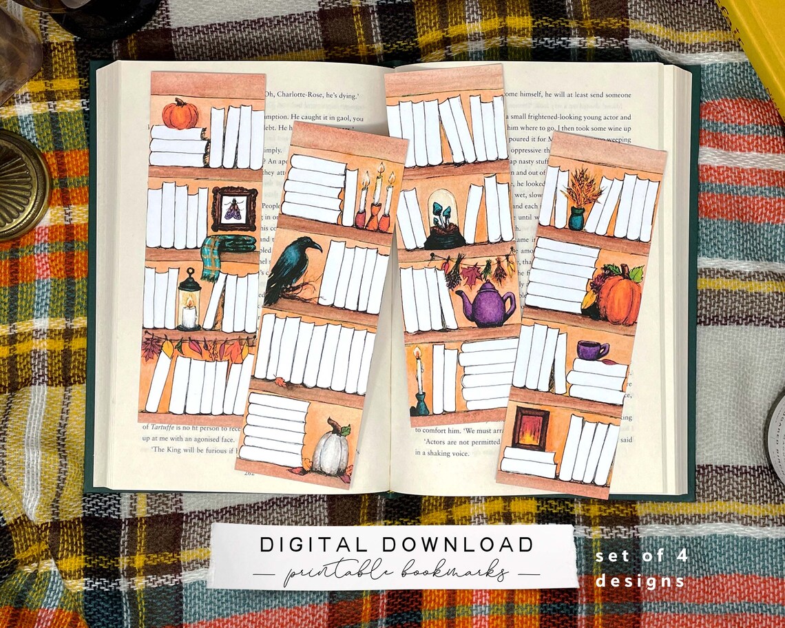 Autumn Bookmarks Printable Bookshelf Tracker Reading Tracker - Etsy