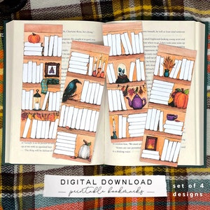 Autumn Bookmarks Printable Bookshelf Tracker, Reading Tracker Bookmark ...