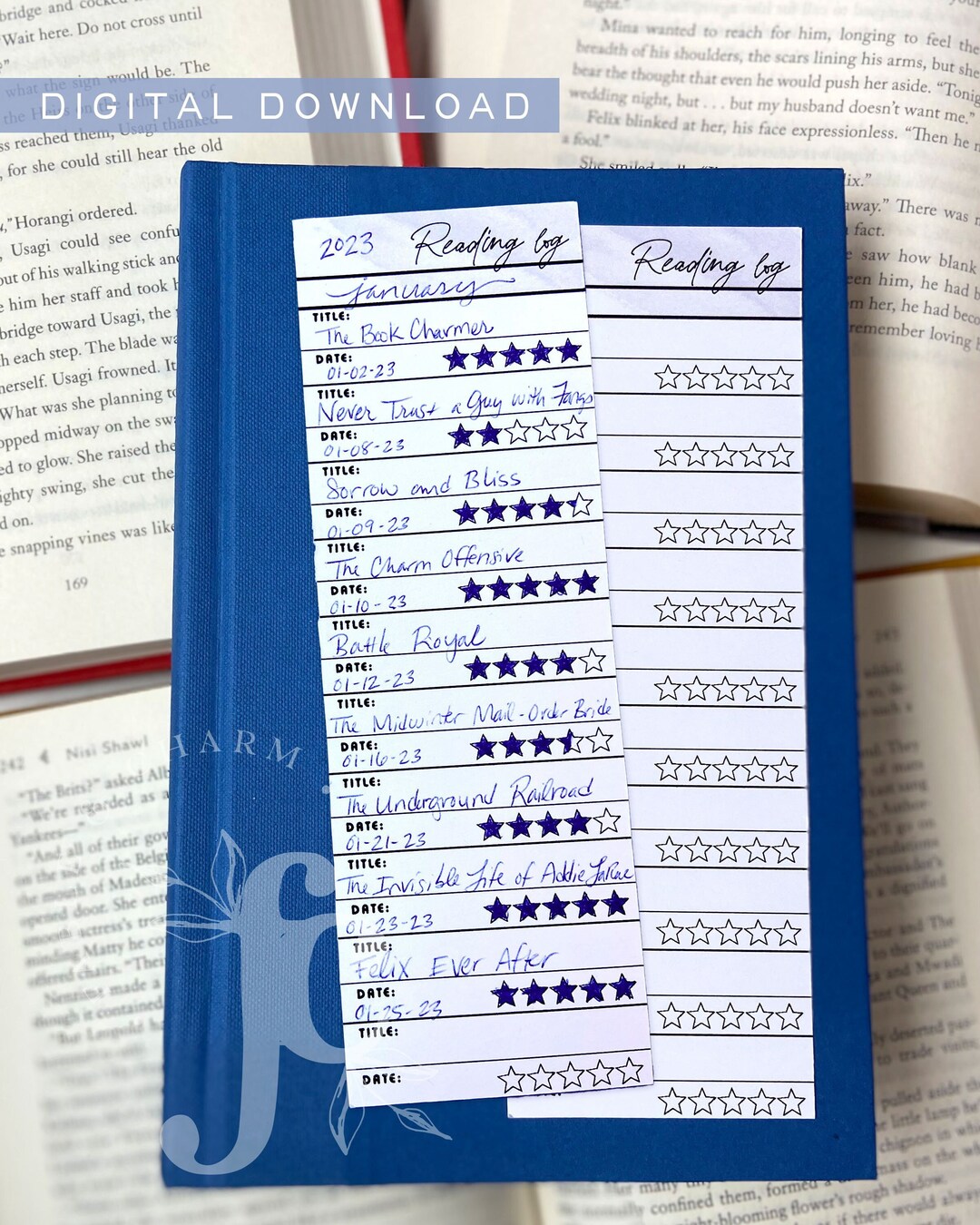 Reading Log Bookmark Printable - Book List Bookmark Tracker - Reading ...