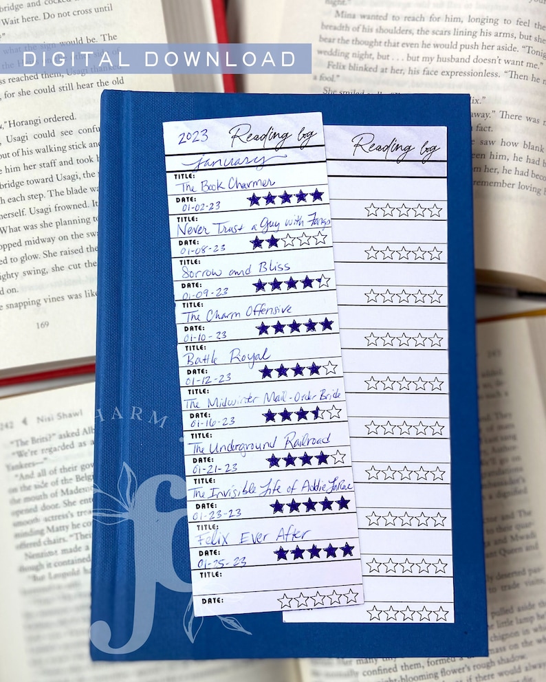 Reading Log Bookmark Printable Book List Bookmark Tracker Reading List ...