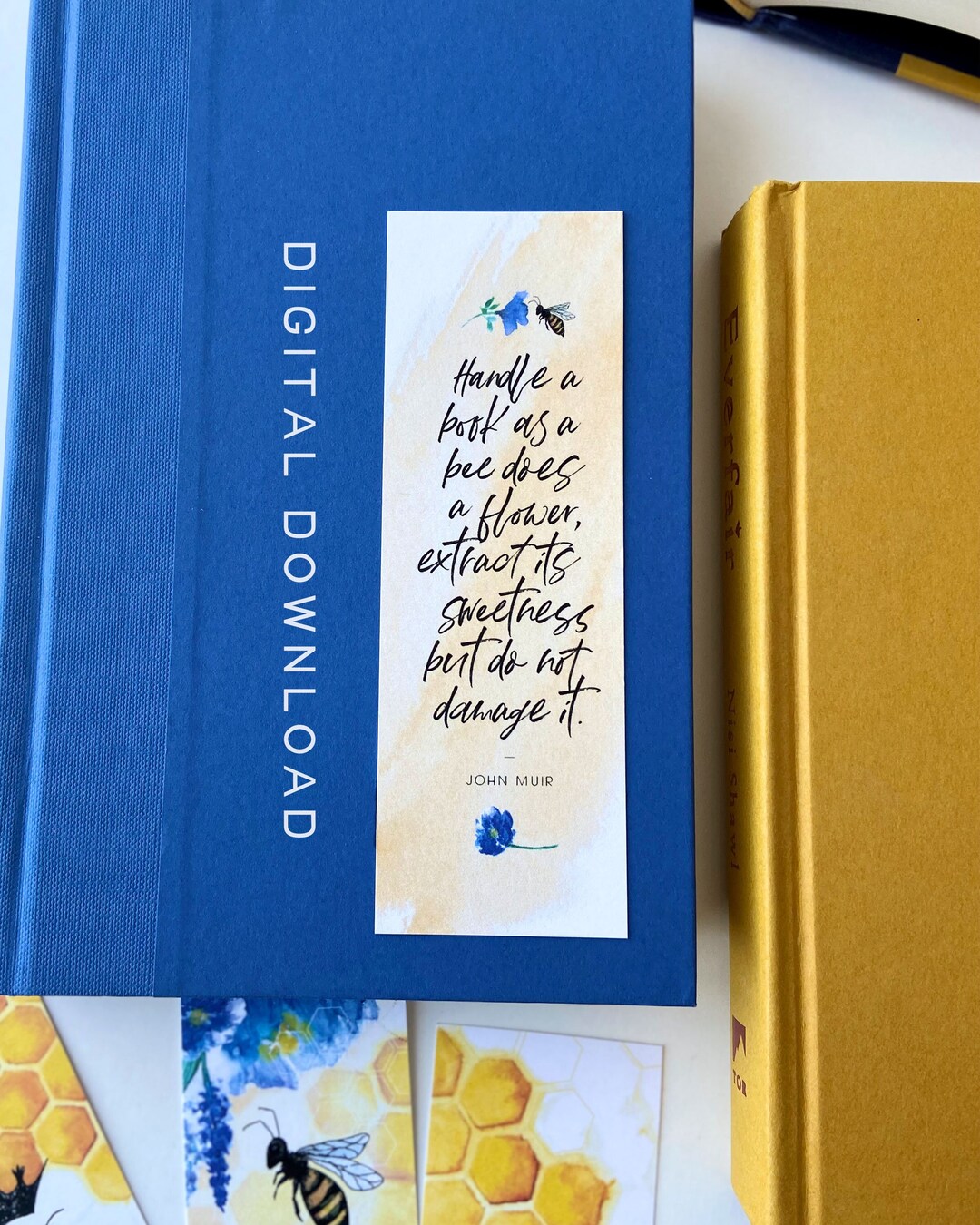 Honey Bee Bookmark With Quote - Bee Bookmarks Printable - John Muir ...