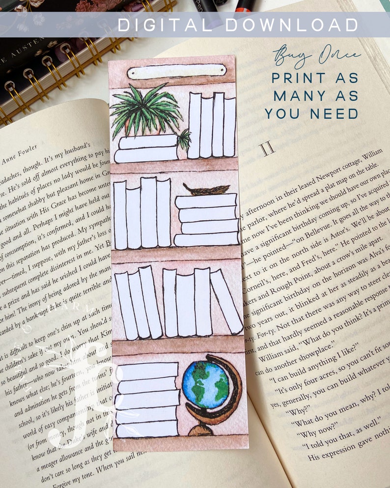 Printable Bookmarks Bookshelf Bookmark Tracker Printable shelf 4 ...