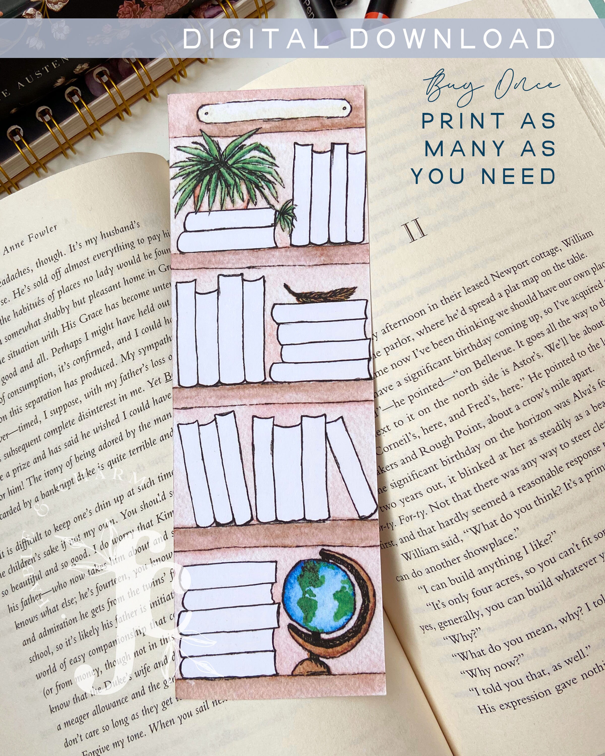 Printable Bookmarks; Bookshelf Bookmark Tracker Printable (shelf 4 ...