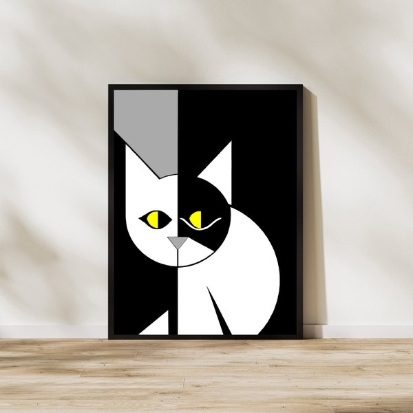 Retro Cat Painting - Etsy