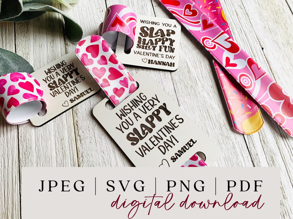 Slap Bracelet Valentine's Day SVG Laser Ready Valentine - Etsy