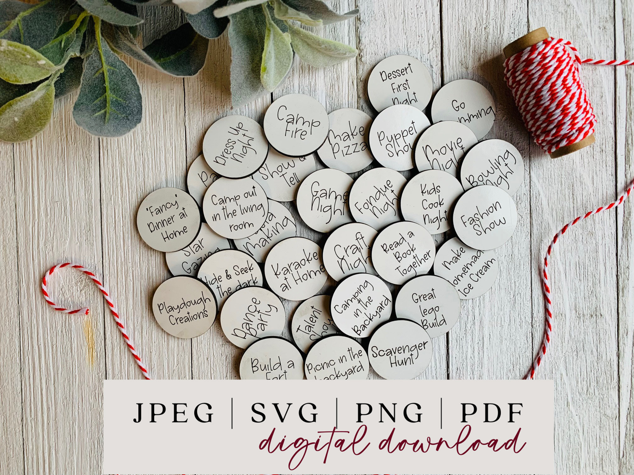 Family Date Night Activity Tokens SVG 31 Family Activity - Etsy