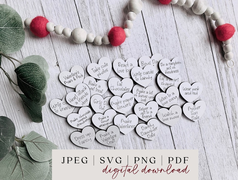 Valentine Bucket List Tokens SVG Valentine Activity Tokens - Etsy