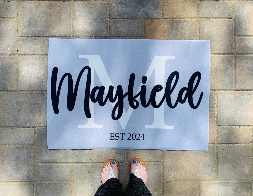 Monogram Door Mat - Last Name Doormat - Custom Names - Washable Doormat ...