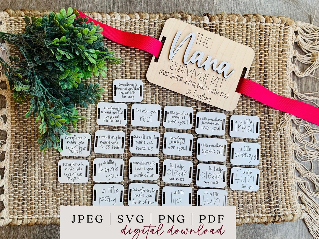 Grandparents Survival Kit Gift Tags SVG - Mother's Day SVG - Father's ...