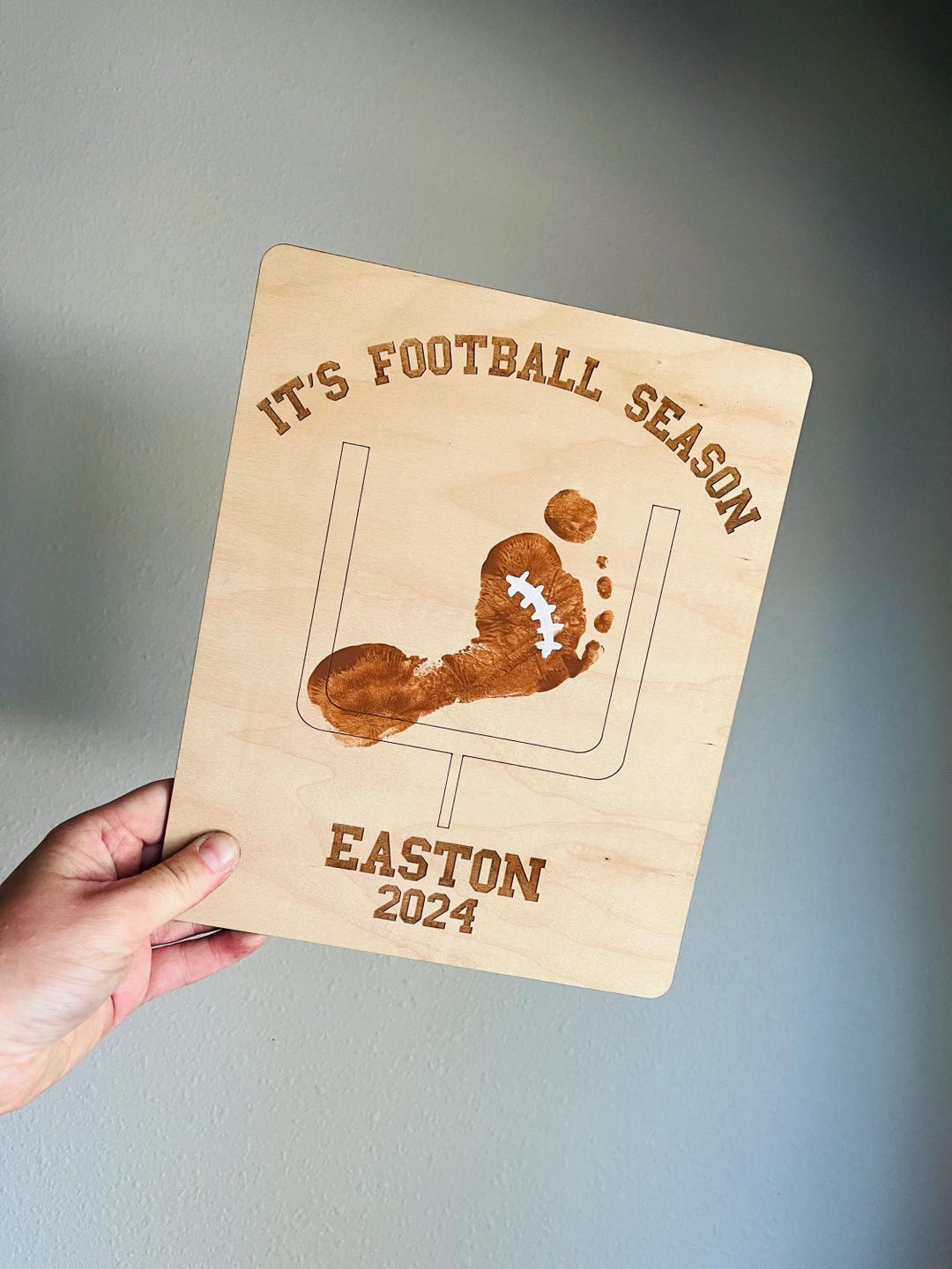 It's Football Season Child Footprint Keepsake - Football Decor - Kids ...