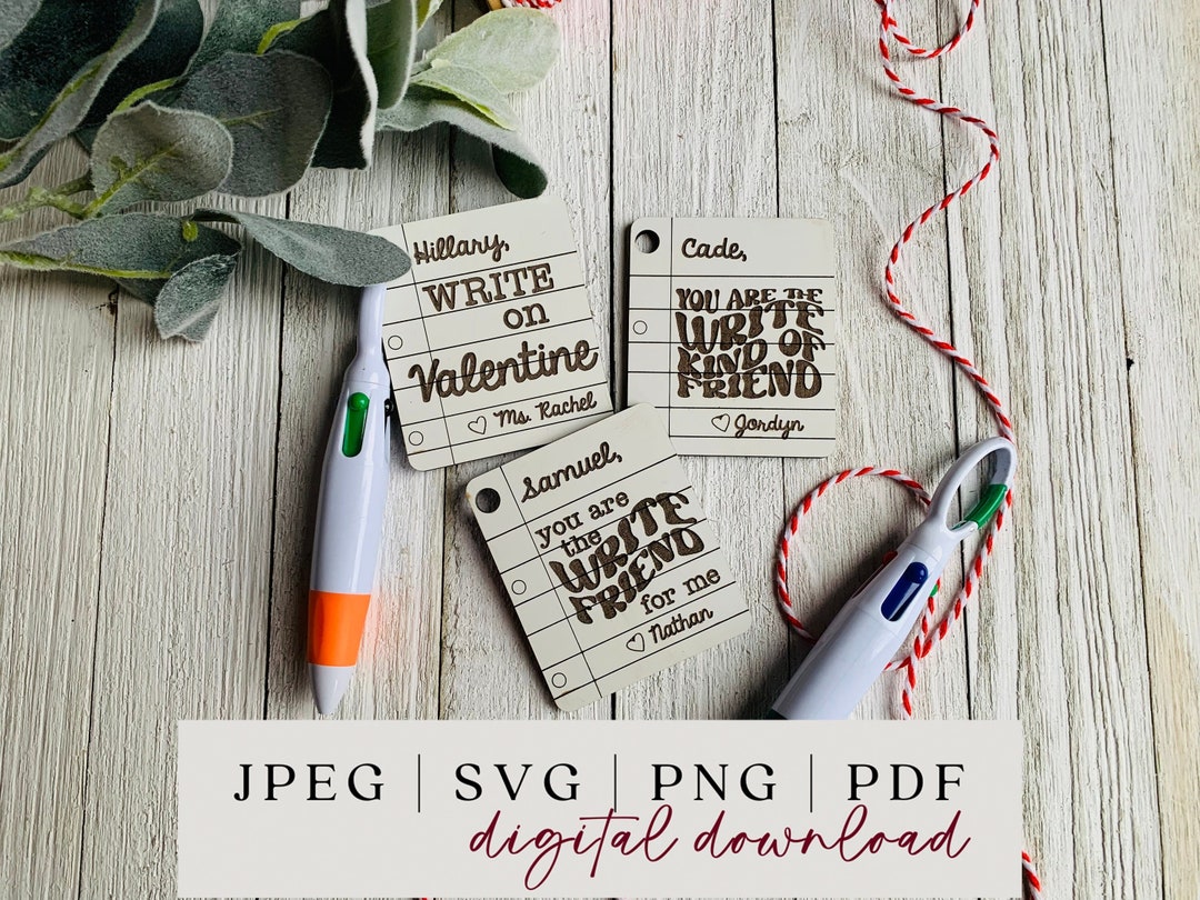 You Are the Write Friend for Me Valentine Tags SVG - Shuttle Pen ...