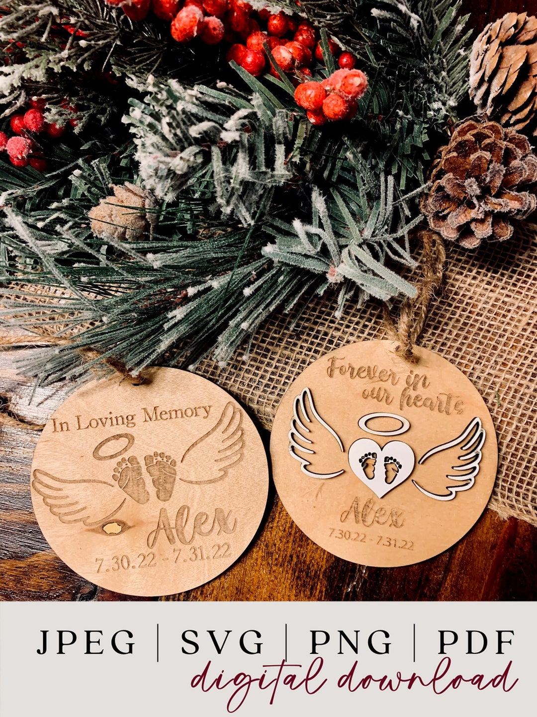 Baby Memorial Ornament SVG - Forever in Our Heart - in Loving Memory ...