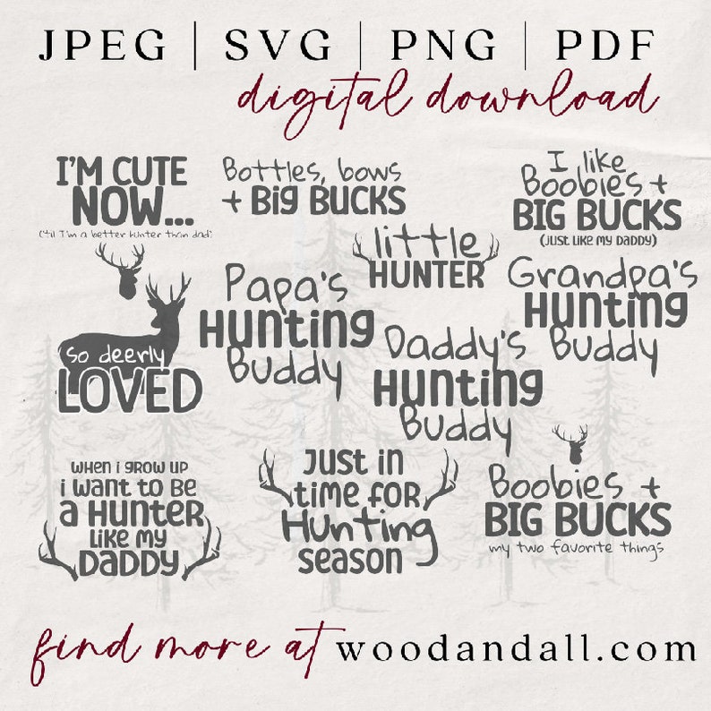 Baby Hunter SVG Bundle - 11 SVG PNG Designs - Future Hunter - Daddy's ...