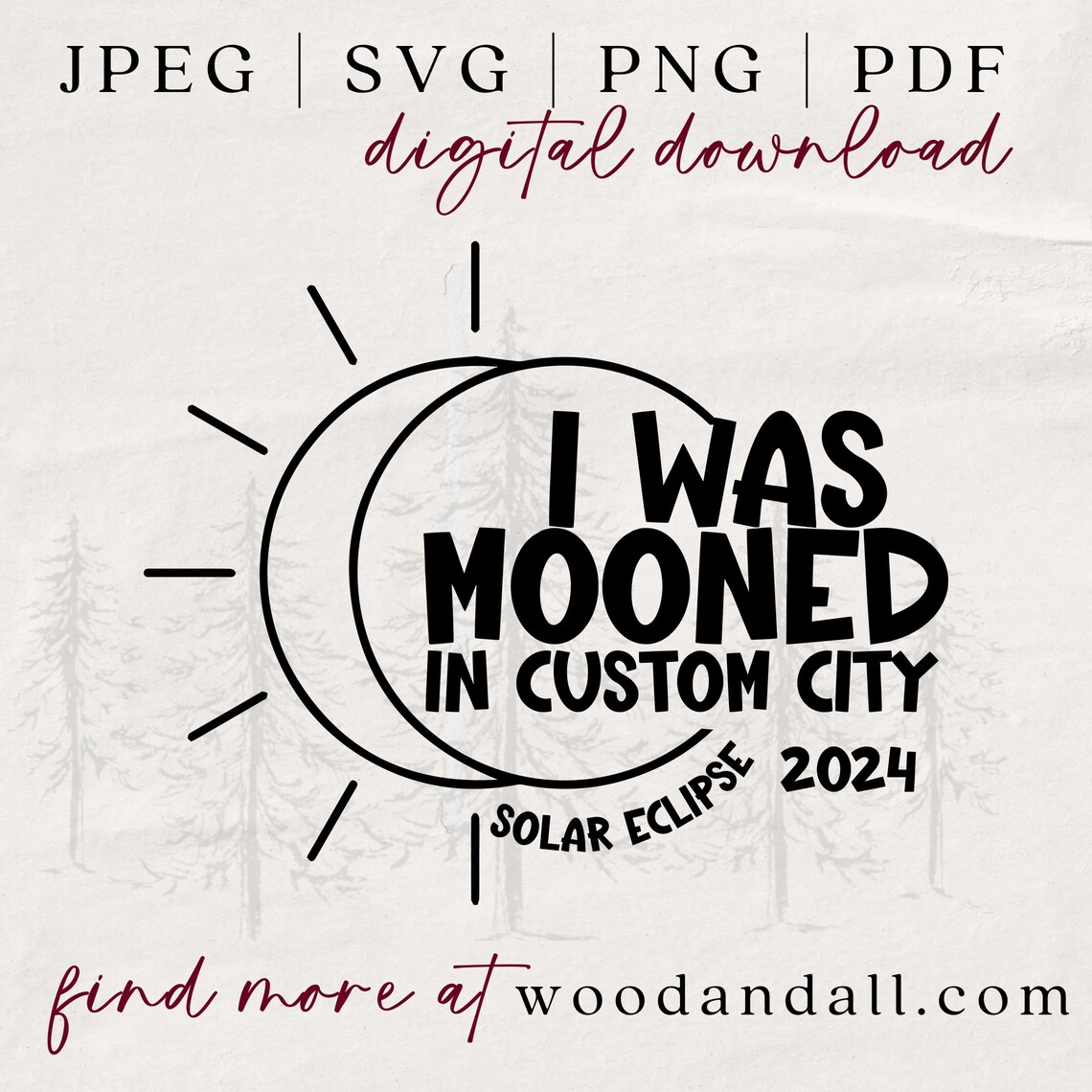 I Was Mooned Ornaments SVG - All Path of Totality States - Solar ...
