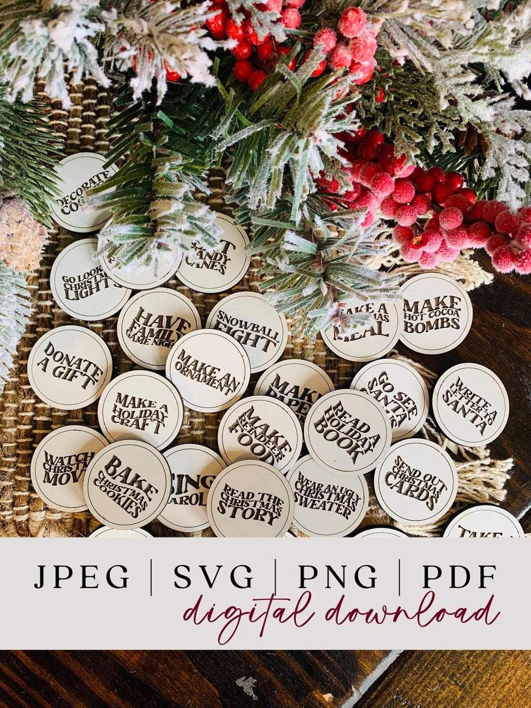 Christmas Coins SVG - Christmas Countdown Tokens - Christmas Advent ...