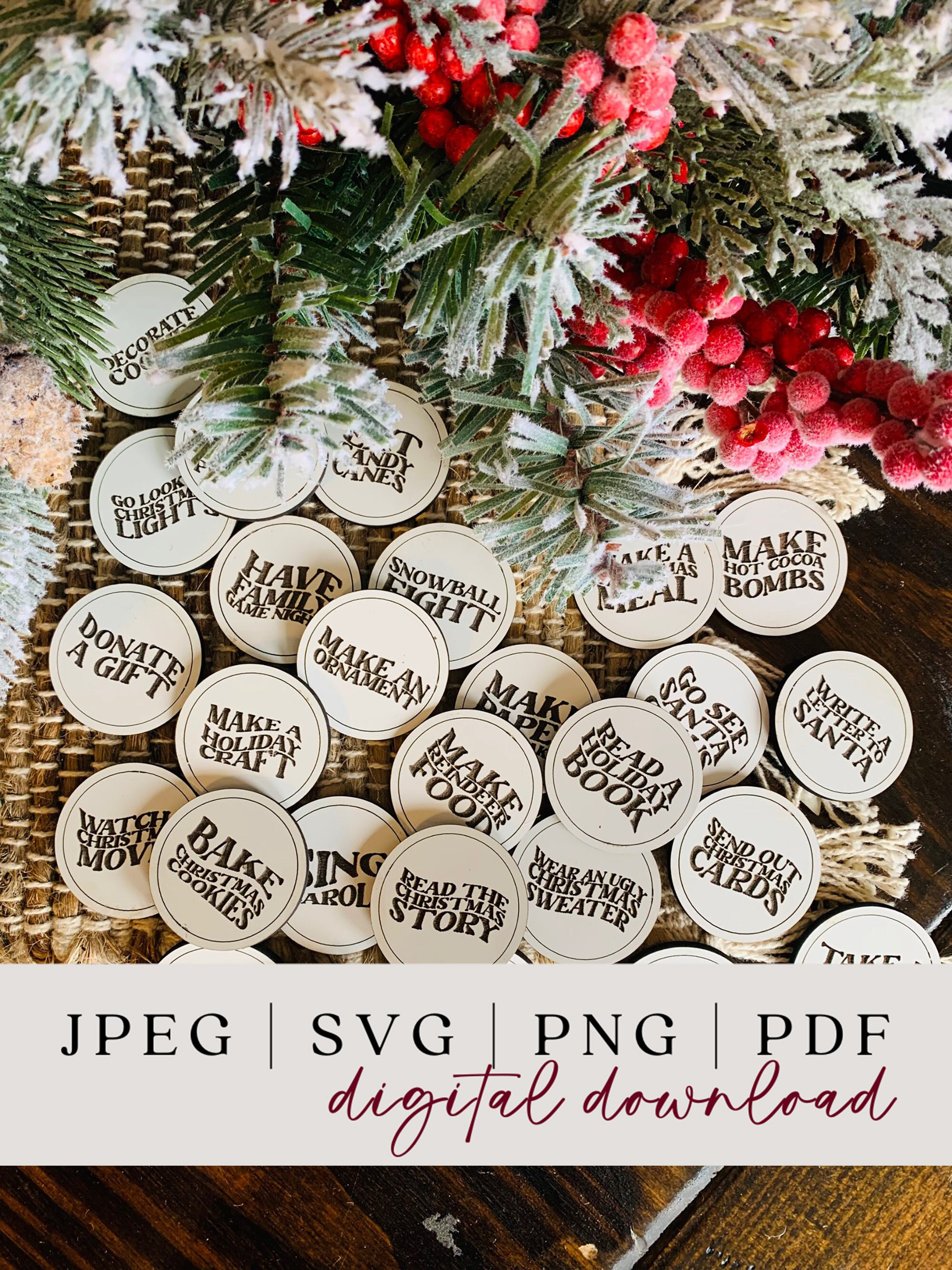 Christmas Coins SVG Christmas Countdown Tokens Christmas - Etsy