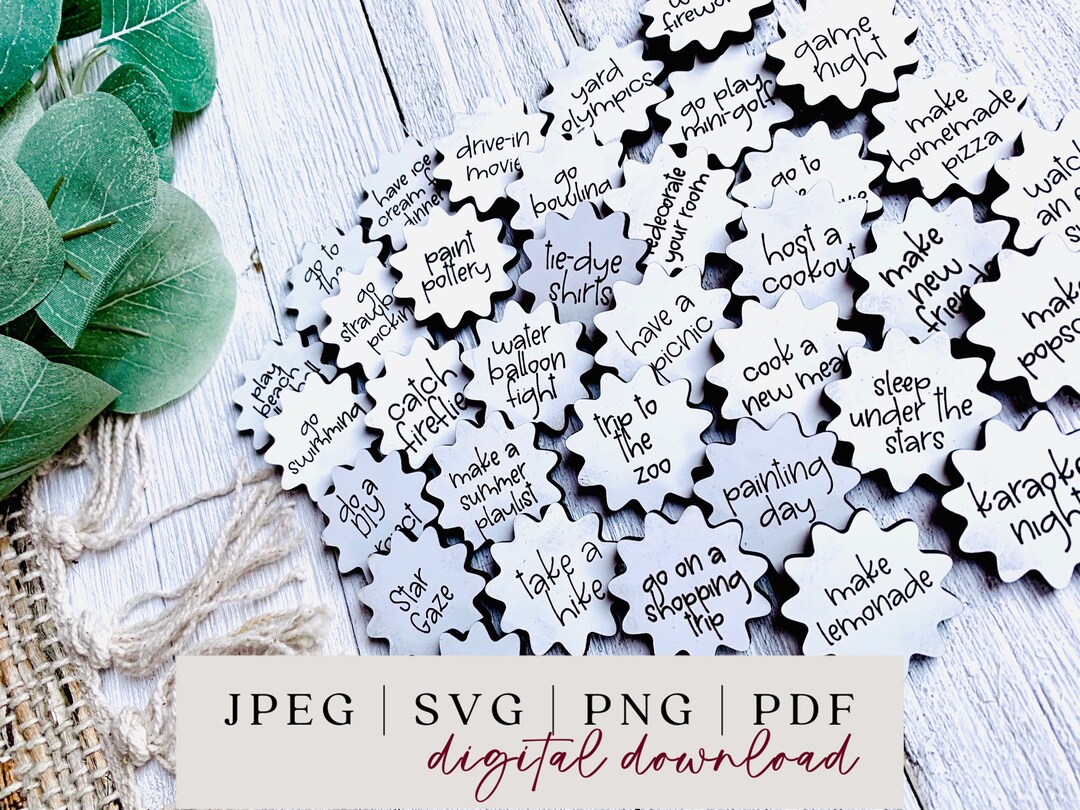 Summer Bucket List Activity Tokens SVG - Laser Cut Tokens - Summer ...
