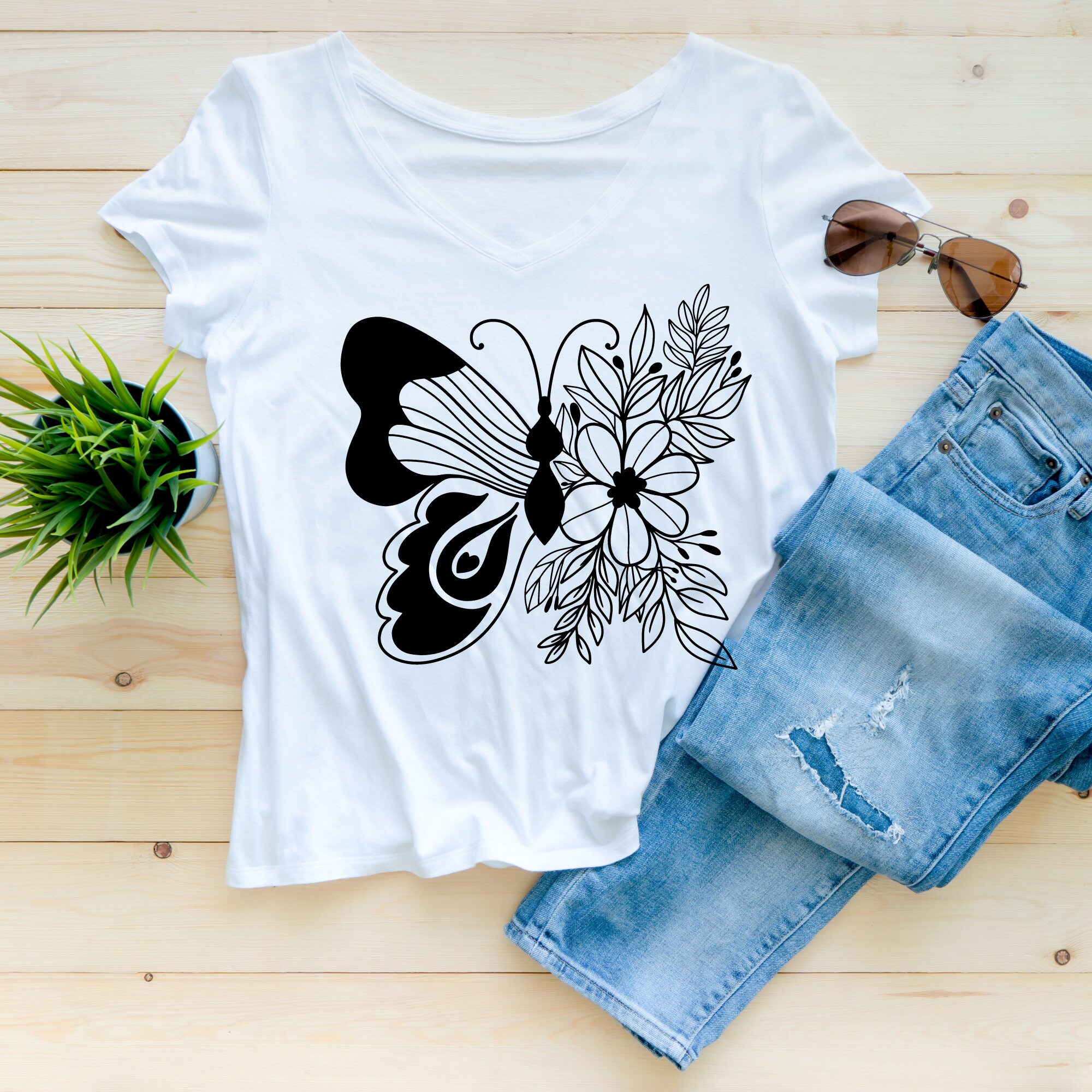 Floral Butterfly Svg Butterfly Svg Bundle Floral Woman SVG - Etsy