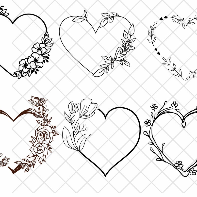 Flower Heart Svg - Etsy