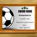 Soccer Award Certificate Editable Canva Template\ Printable Award End ...