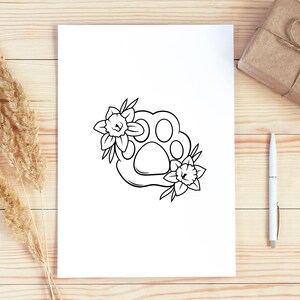 Floral Paws Svg\ Pet Paw Svg\ Flower Cat Paw SVG\ Paw Print Svg\ Pets ...