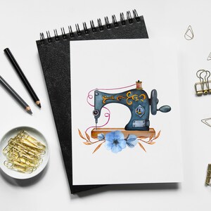 Watercolor Floral Sewing Machine PNG\ Floral Sewing Machine Clipart ...