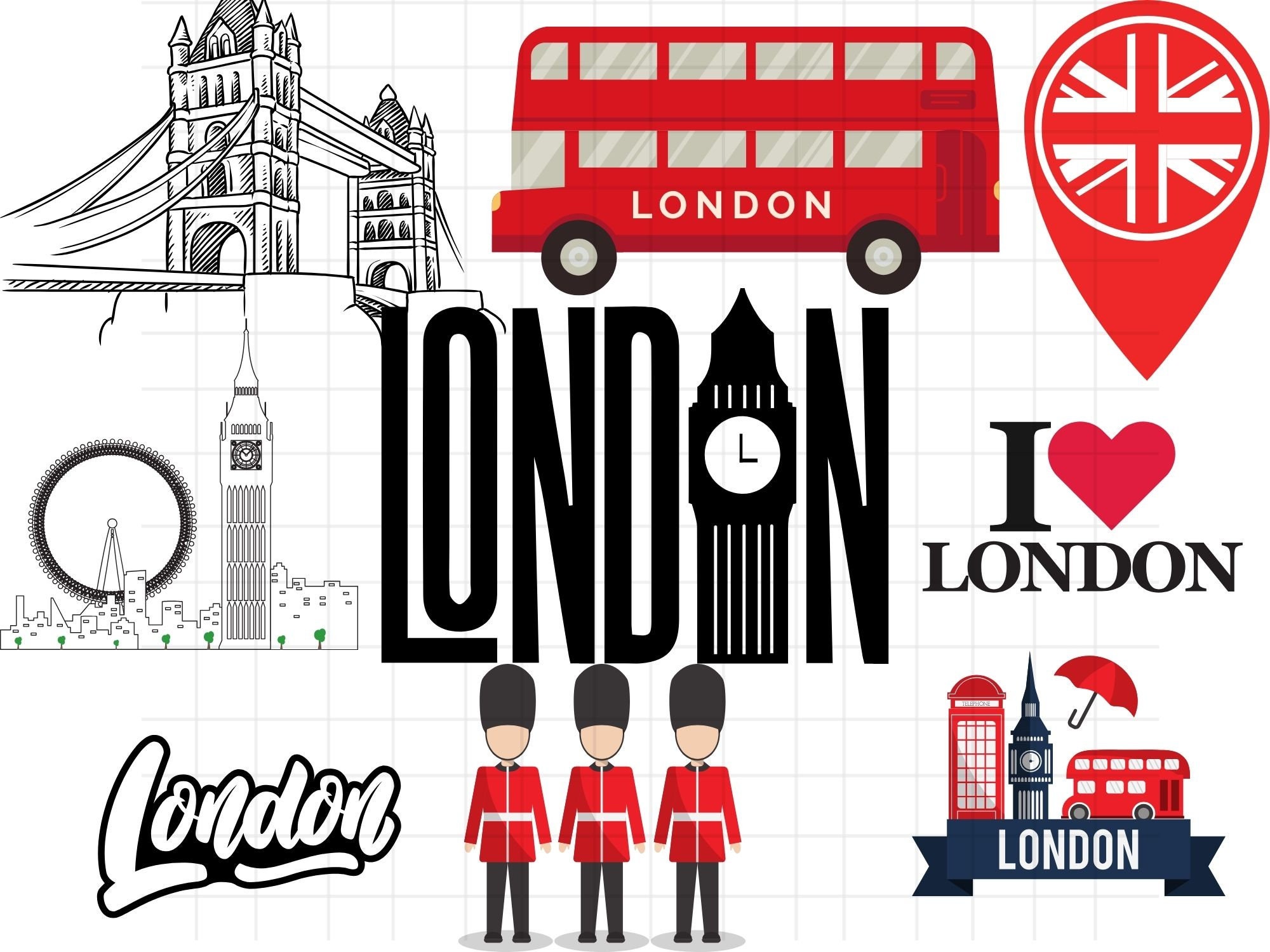 London Clipart Sticker Clipart British Clipart Cute Clipart Goodnotes ...