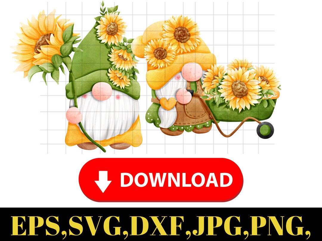 Sunflower Gnome Clipart\ Summer Gnome Png\printable Artwork\ PNG Files ...