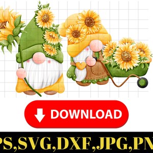 Sunflower Gnome Clipart\ Summer Gnome Png\printable Artwork\ PNG Files ...