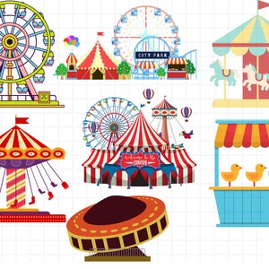 Clipart Amusement Parks\ Amusement Parks PNG\ Digital Print Amusement ...
