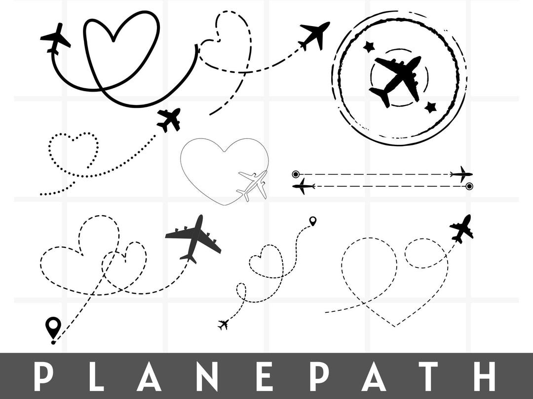 Dotted Airplane Trajectories SVG Bundle\ Path or Way of Plane\ Vector ...