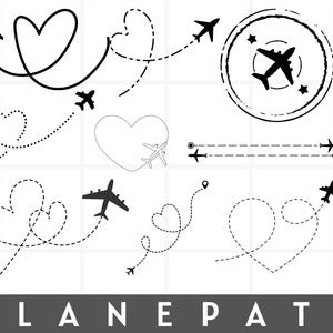 Dotted Airplane Trajectories SVG Bundle\ Path or Way of Plane\ Vector ...